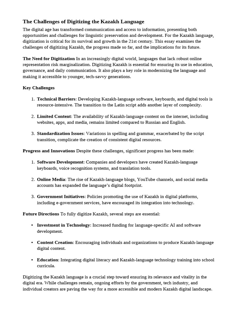 The Challenges of Digitizing The Kazakh Language | PDF | Communication ...