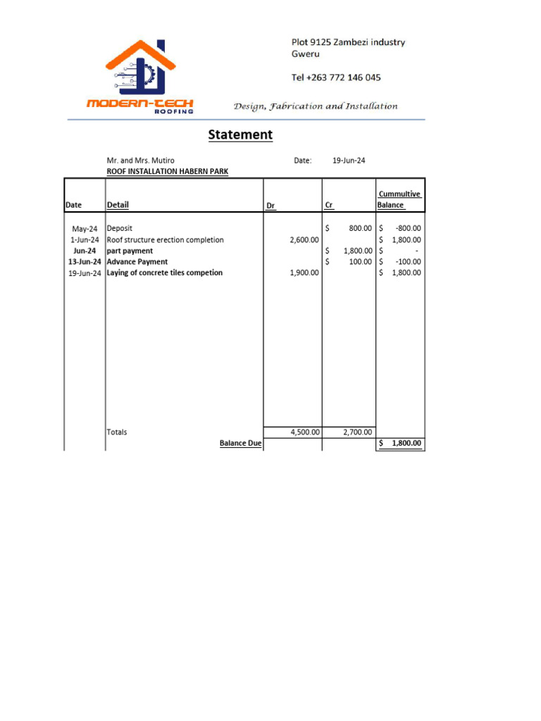 Statement MR Mutiro | PDF