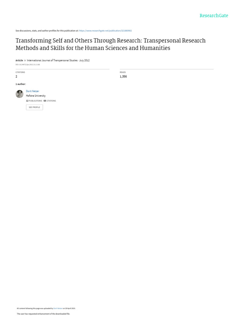 Transforming Self and Others Through Research Tran | PDF | Experience ...