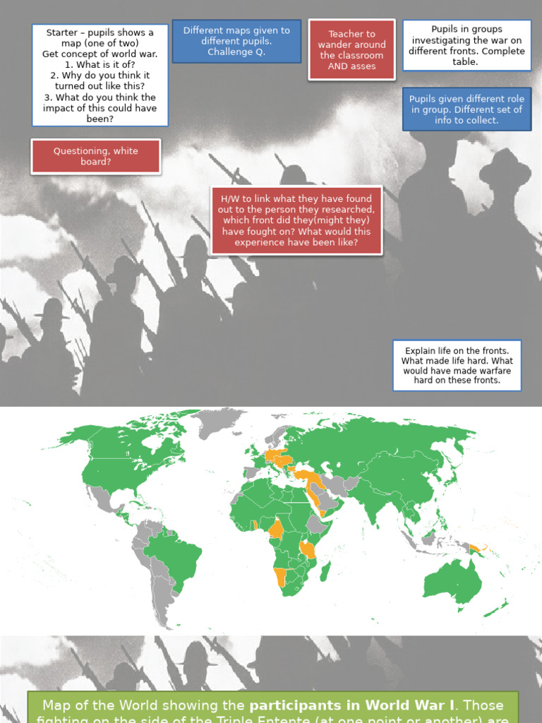 Exploring World War I Fronts | PDF | U Boats | Allies Of World War I