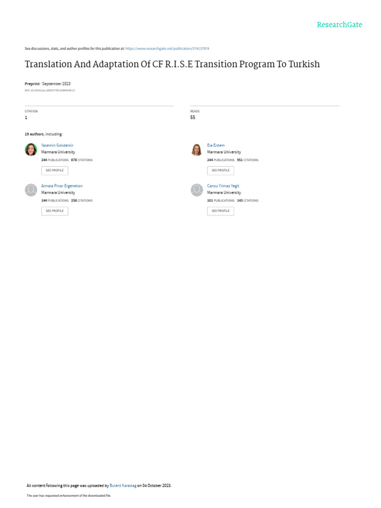 Translation and Adaptation of CF RISE Transition P | PDF | Caregiver ...