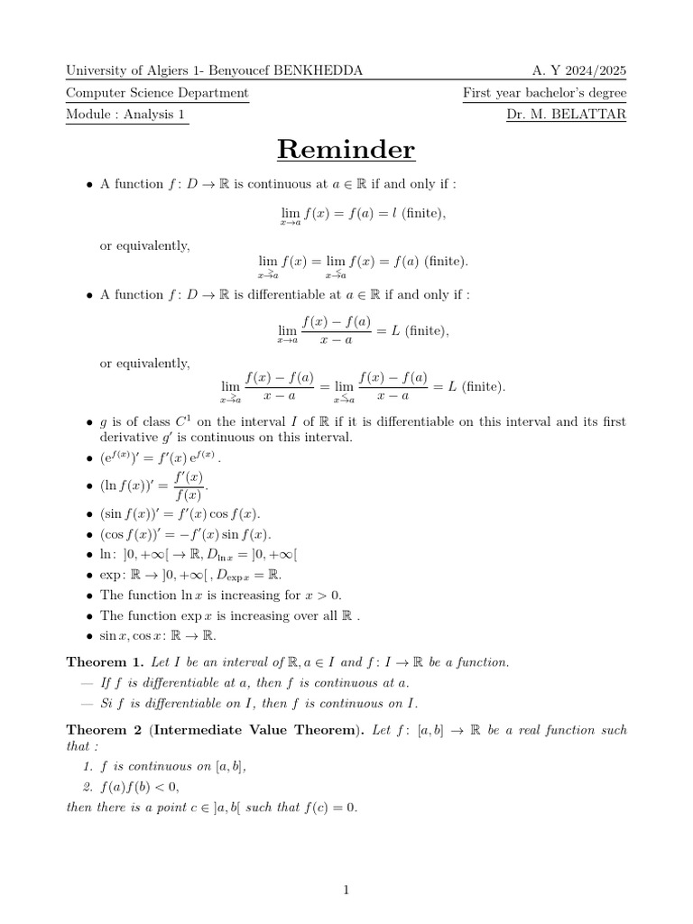 Reminder | PDF | Function (Mathematics) | Mathematical Relations