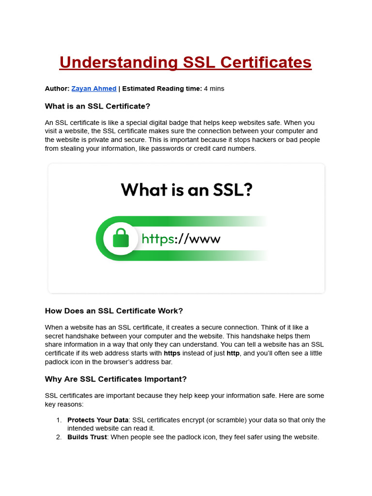 Understanding SSL Certificates | PDF | Public Key Certificate ...