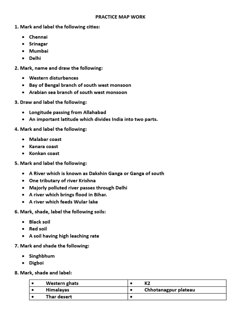 Practice Map Wrok Pdf