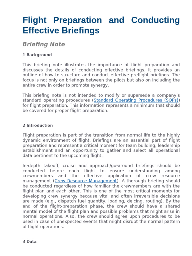 Flight Preparation and Conducting Effective Briefings | PDF | Airport ...