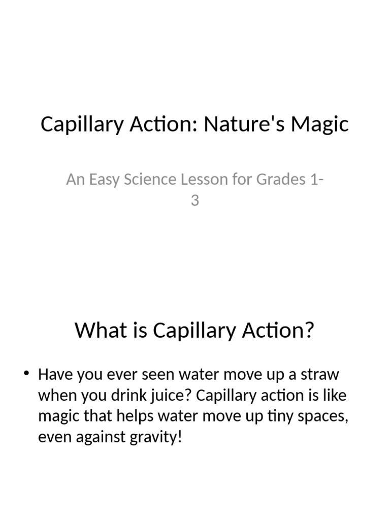 Understanding Capillary Action for Kids | PDF