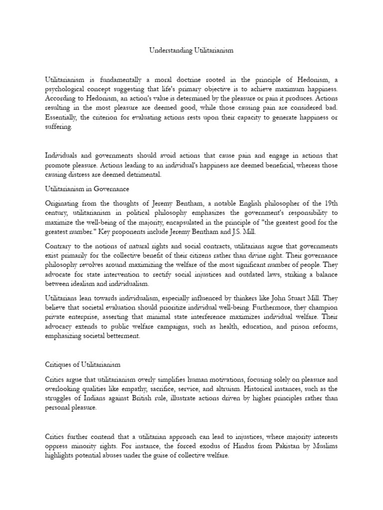 Utilitarianism | PDF | Utilitarianism | Hedonism