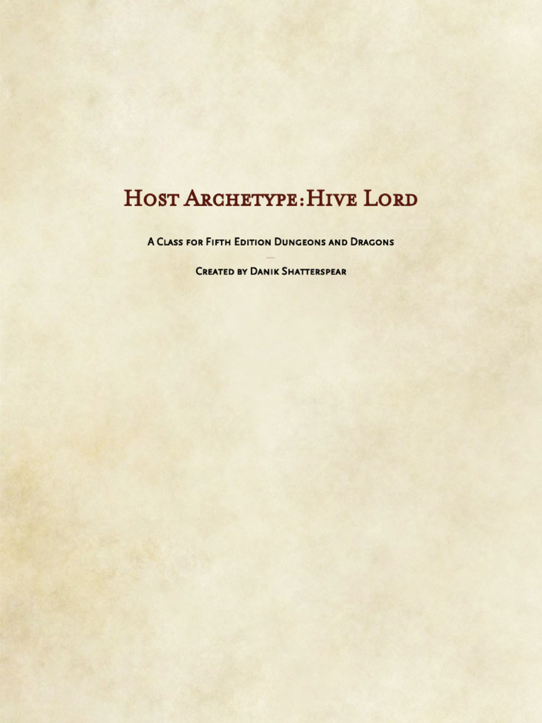 DD5E - Host Archetype - Hive LordTraits Table | PDF | Beehive | Bees