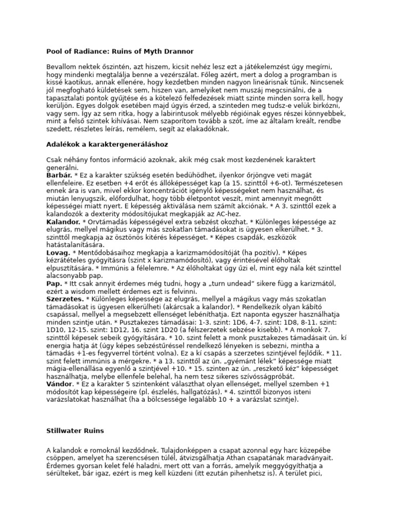 Pool of Radiance | PDF