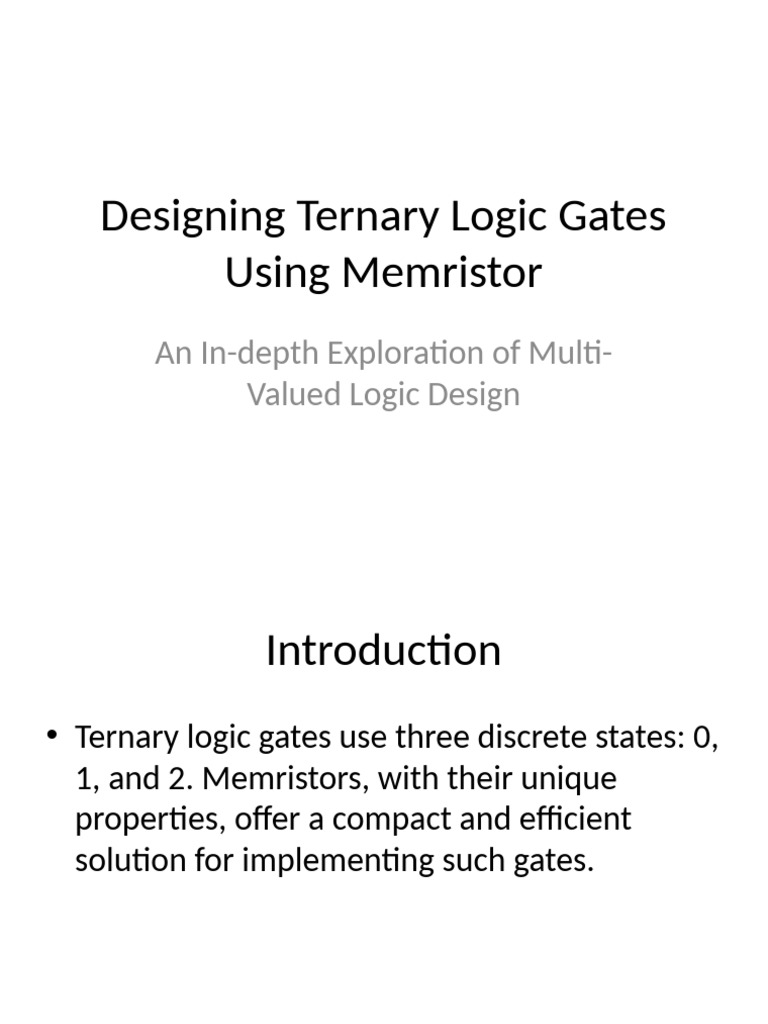 Ternary Logic Gates with Memristors | PDF | Logic Gate | Electronic ...