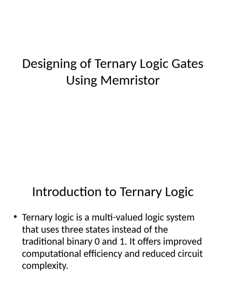 Ternary Logic Using Memristor | PDF