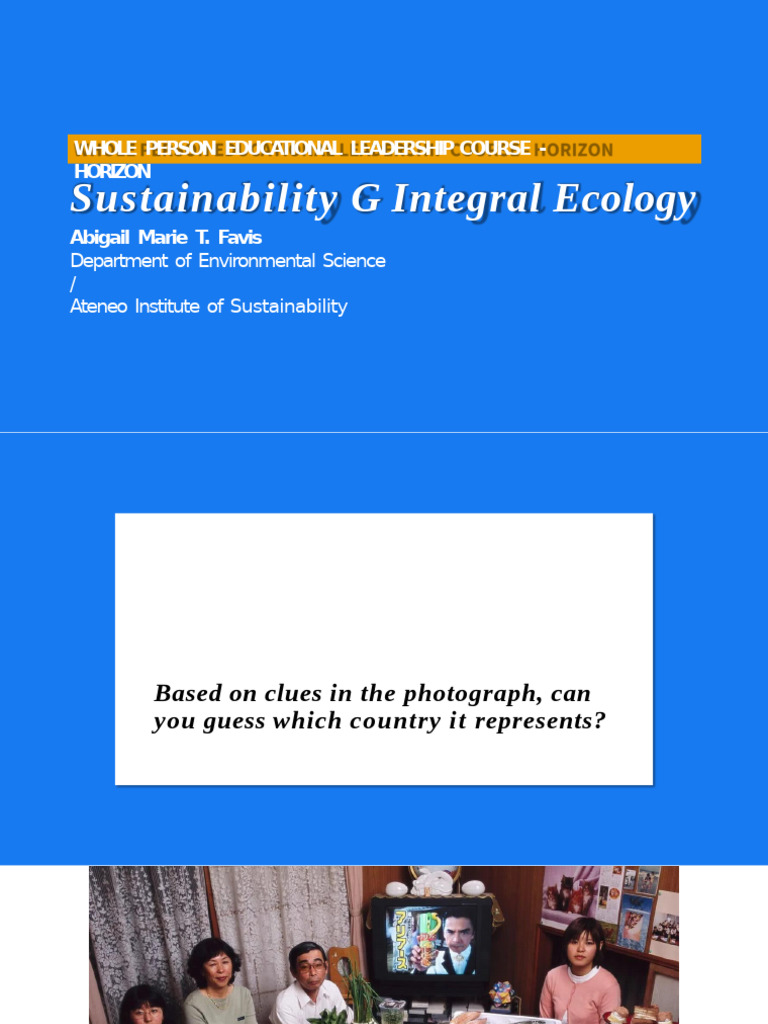 Sustainability and Integral Ecology (Handout) | PDF | Climate Change | Sustainability