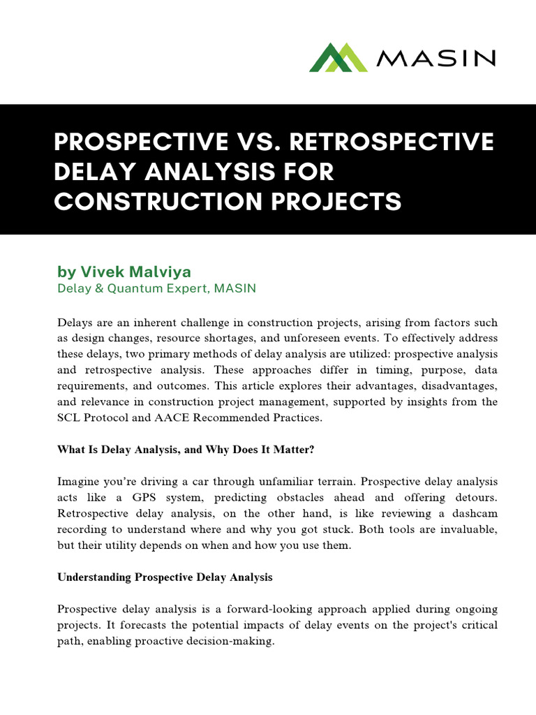 Prospective vs. Retrospective Delay Analysis For Construction Projects | PDF | Forecasting ...