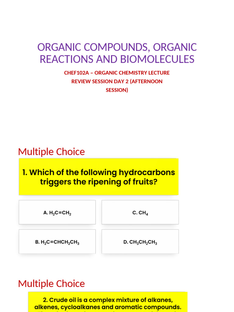 Organic Compounds, Organic Reactions and Biomolecules | PDF | Alkane ...