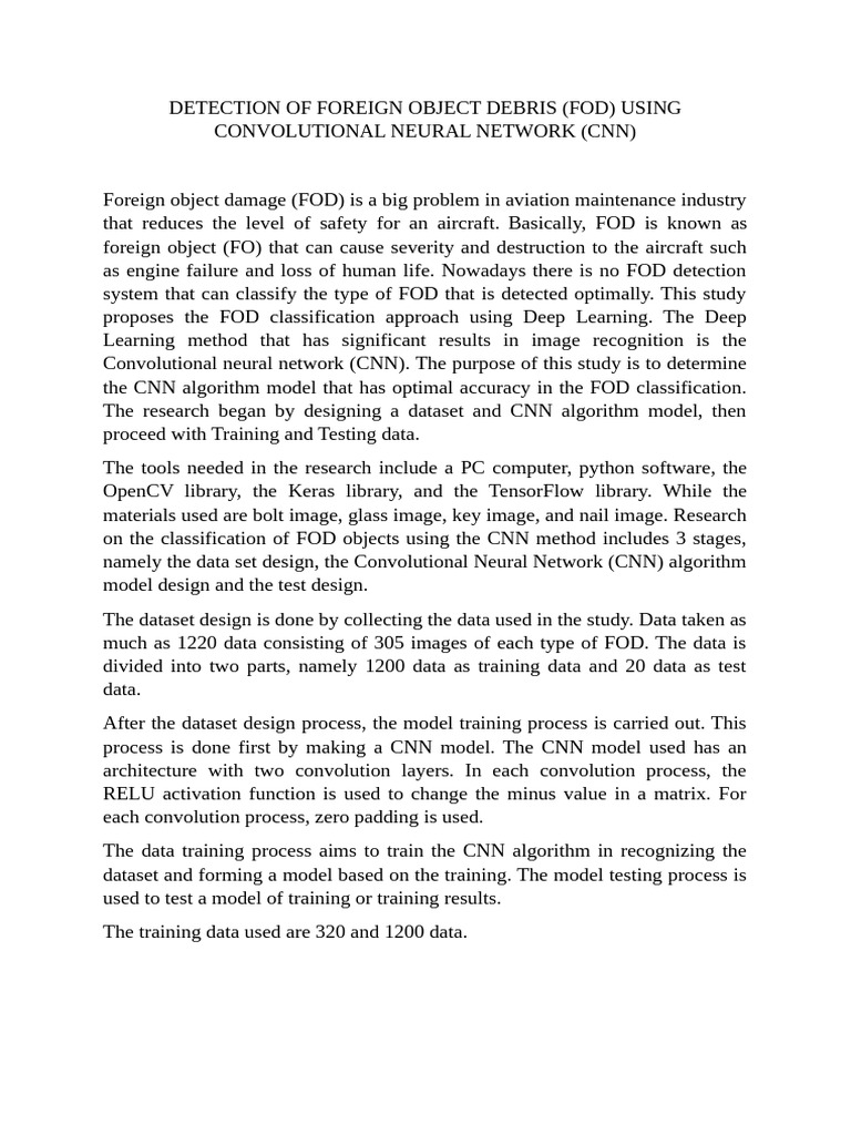 DETECTION OF FOREIGN OBJECT DEBRIS | PDF