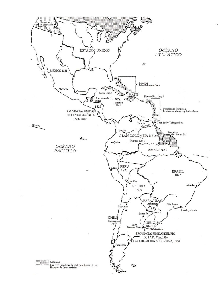 Mapa de América en 1830 y La Actualidad | PDF
