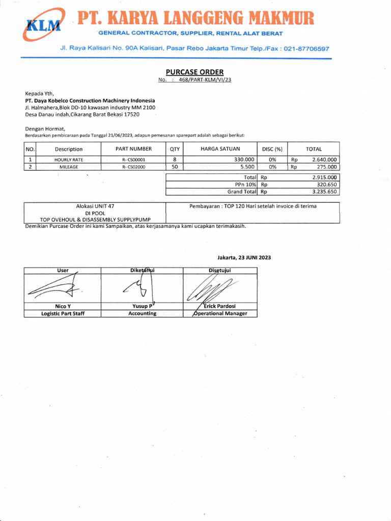 Contoh Format Po | PDF