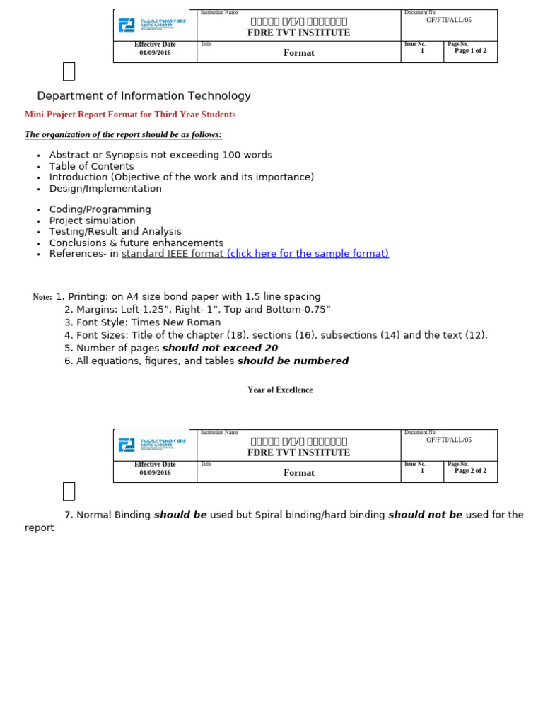 IT Mini-Project Report Guide | PDF
