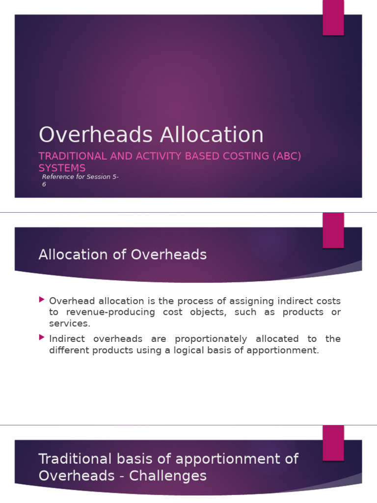 Sess 5-6 Overhead allocation, Activity Based Costing | PDF | Accounting ...