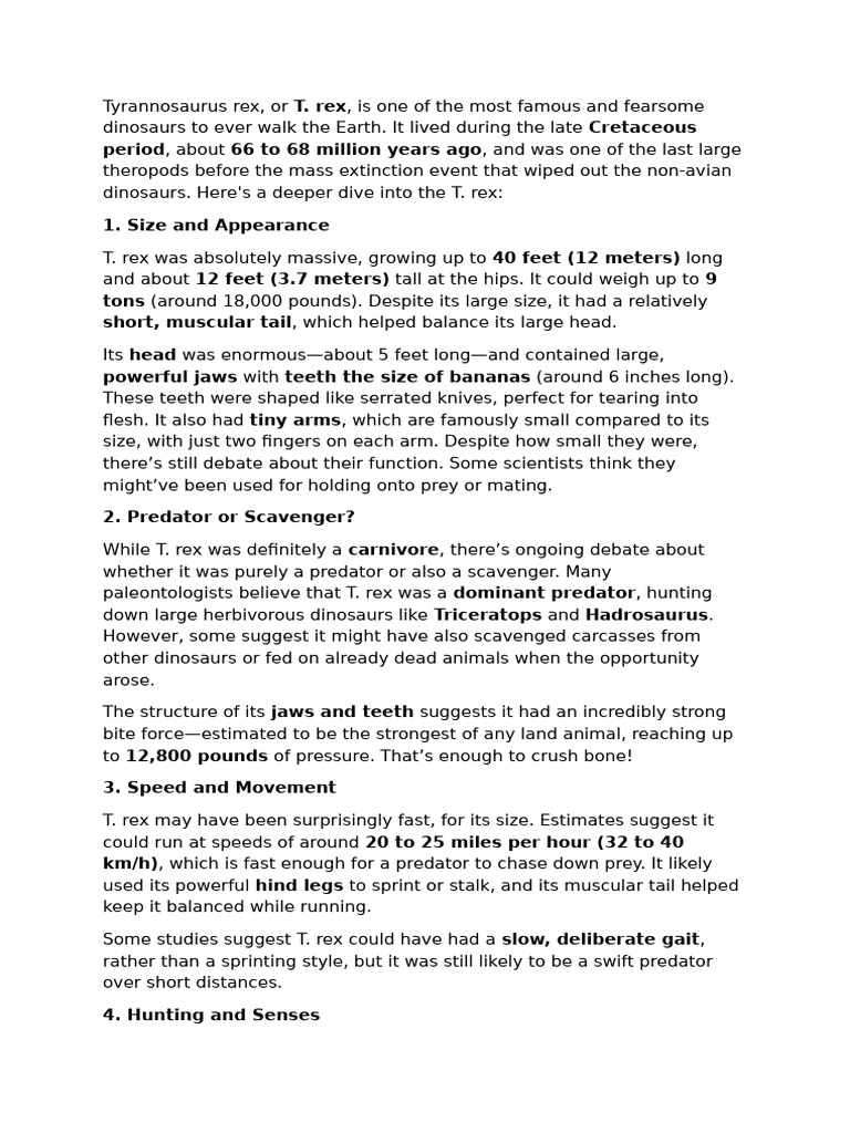 T-rex | PDF | Tyrannosaurus | Dinosaurs