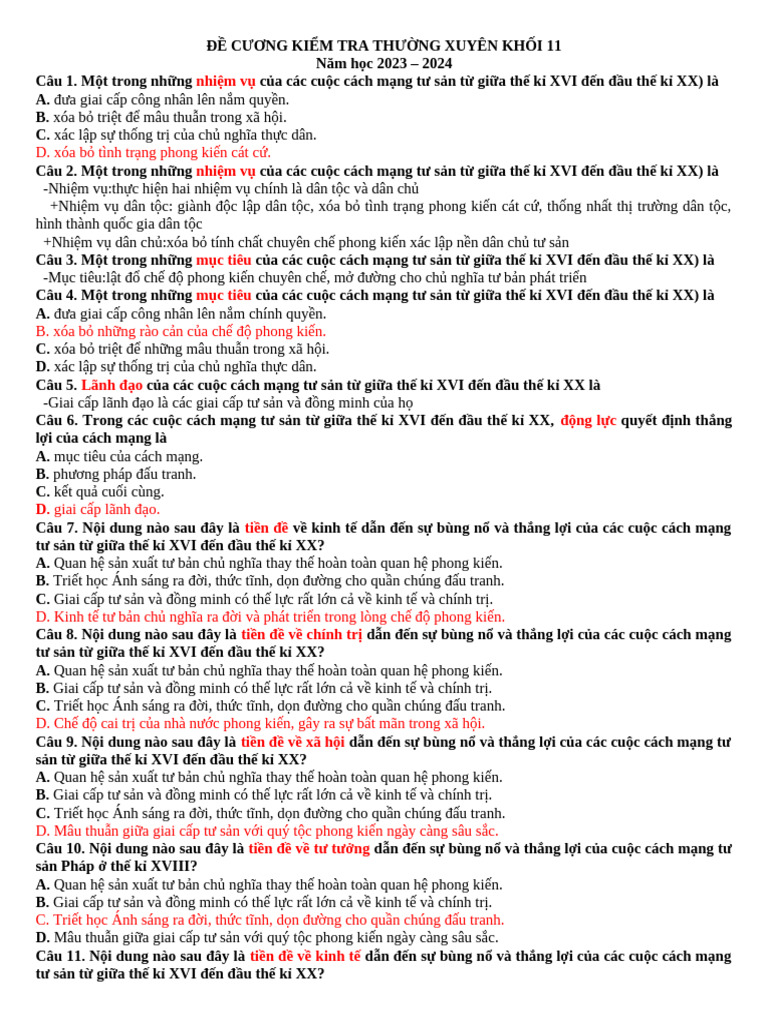 ĐỀ CƯƠNG KTTX K11 | PDF