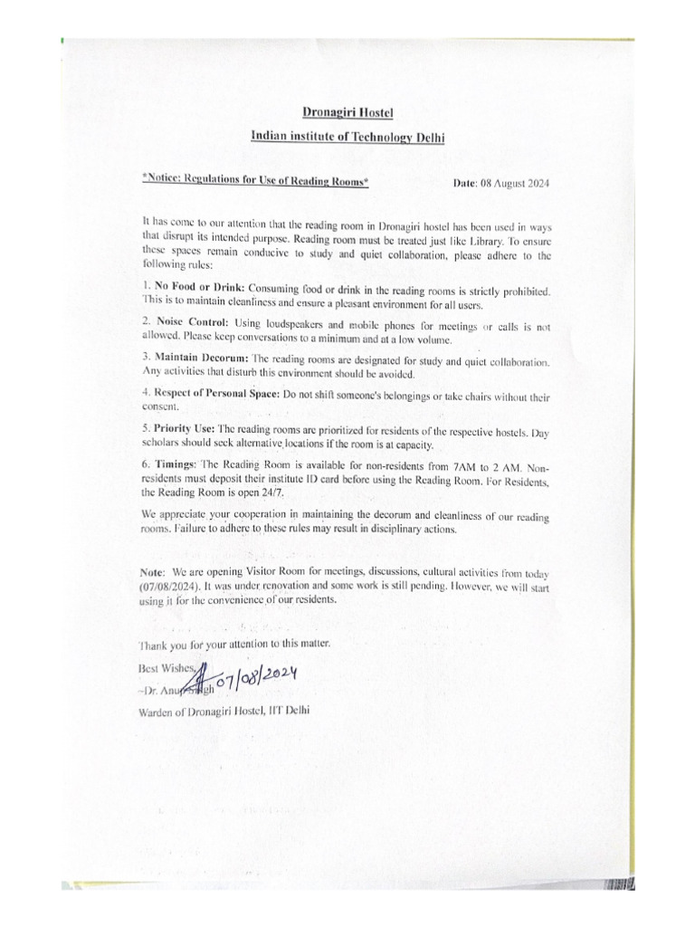 Notice Regarding Reading Room | PDF