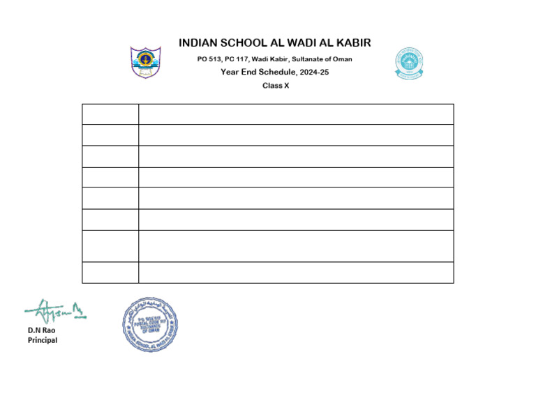 Year End Schedule Class X 2024-25 | PDF