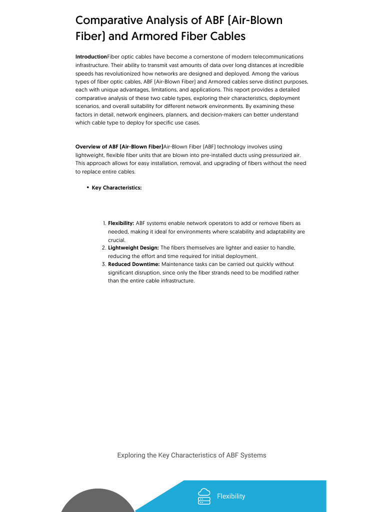Comparative Analysis of ABF (Air-Blown Fiber) and Armored Fiber Cables ...