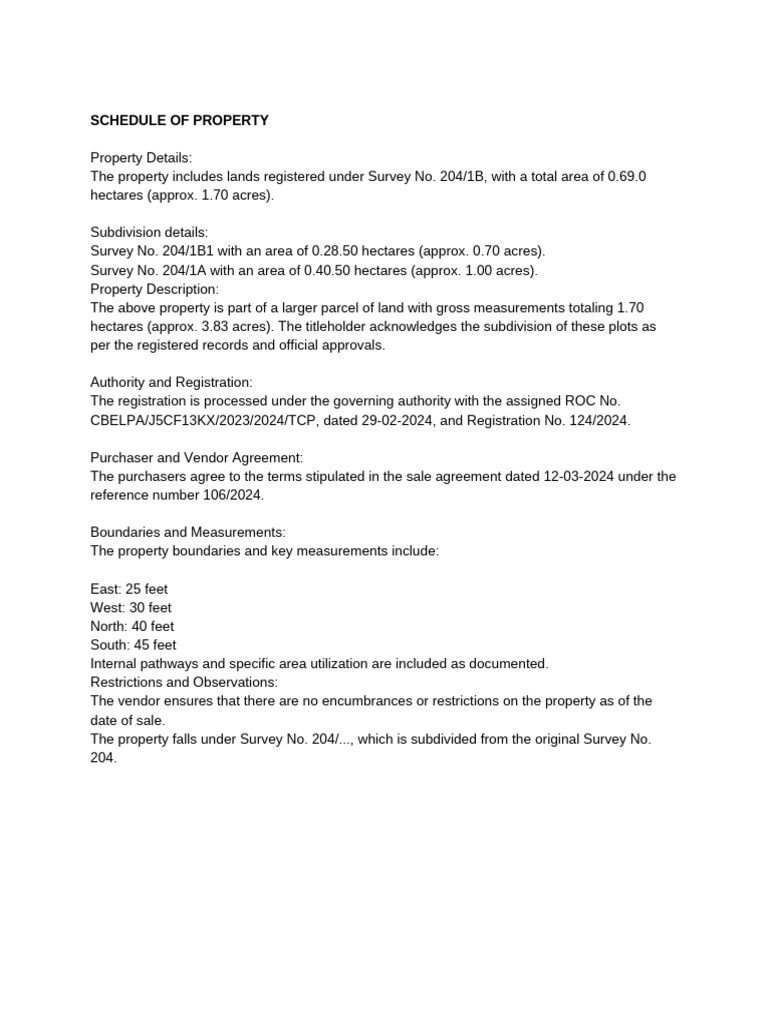 Schedule of Property Details | PDF