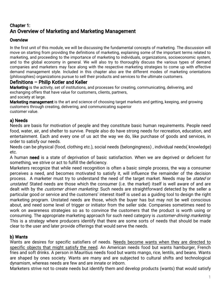 Marketing CH 1 AAU | PDF