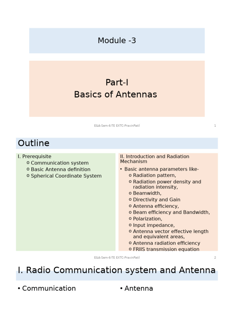 Module 3-Part-I-Basic of Antennas | PDF | Antenna (Radio) | Radio ...