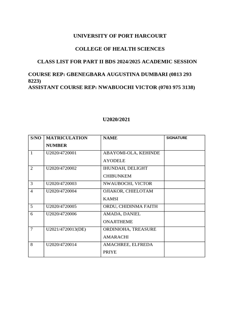 Year 4 class list | PDF