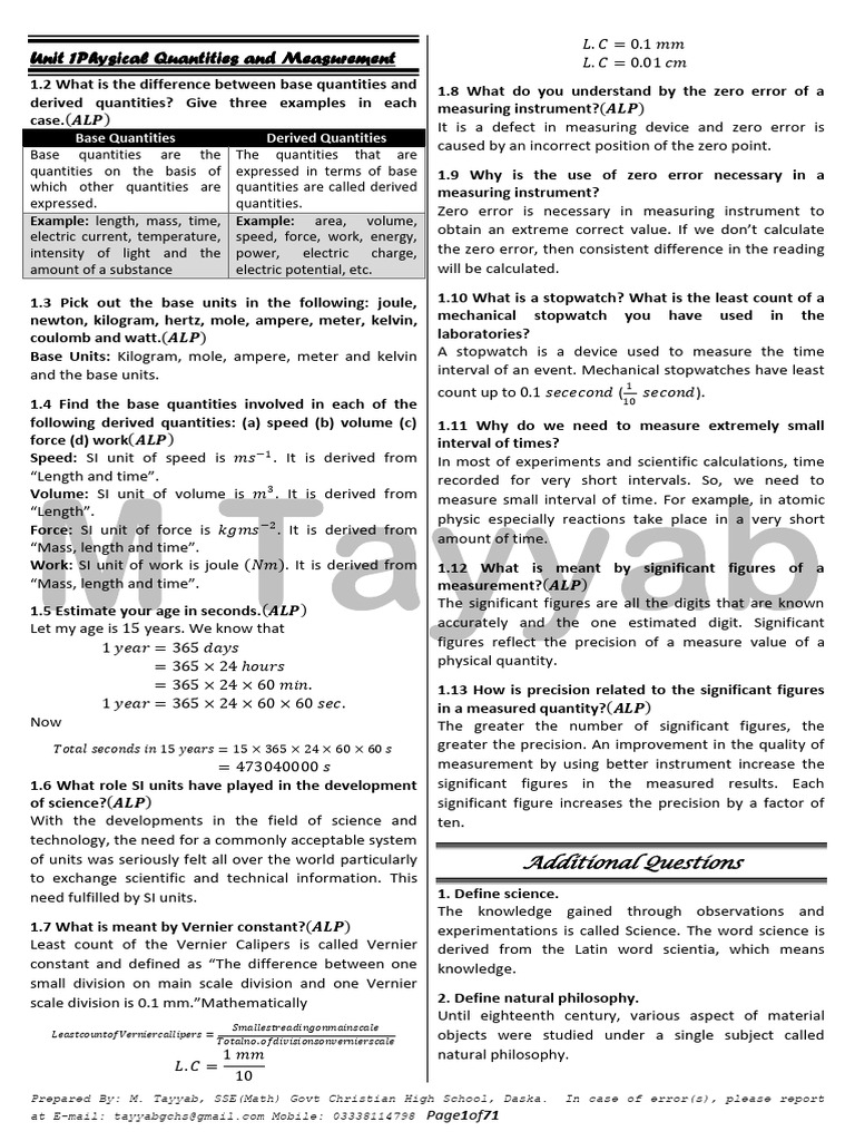 Physical Quantities & Measurement Guide | PDF | Velocity | Acceleration