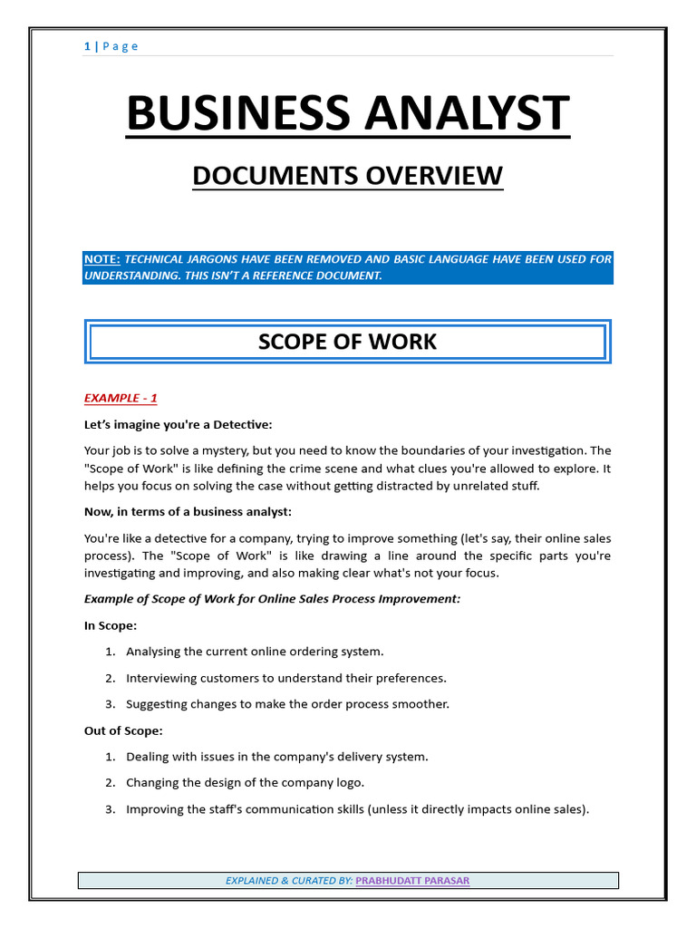 Understanding Scope of Work in Business Analysis | PDF | Mobile App ...