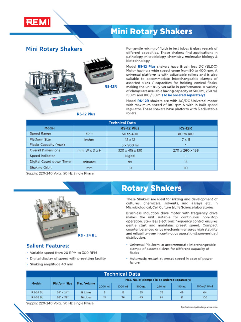 Mini Rotary Shakers Rotary Shakers | PDF