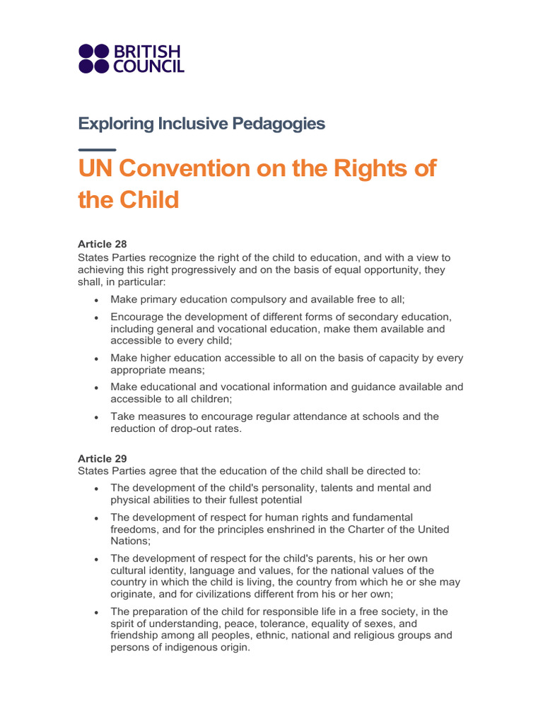 Exploring Inclusive Pedagogies Inclusion Definition Convention On The ...