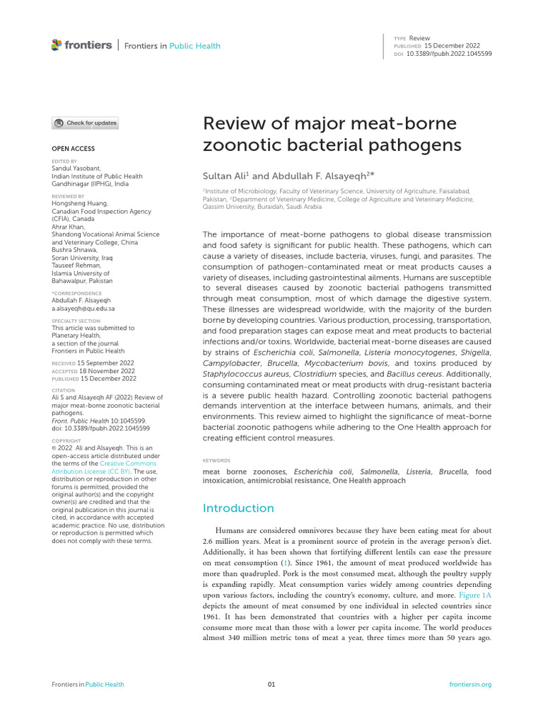 Pathogens and Meat | PDF | Salmonella | Escherichia Coli