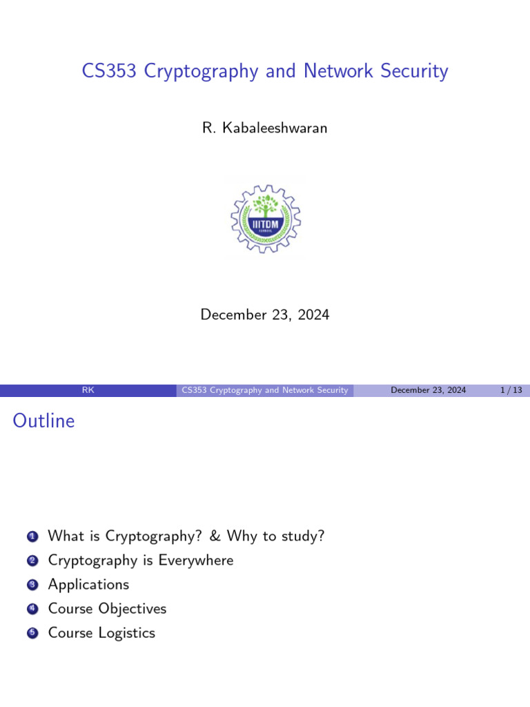 1-CNS-Intro | PDF | Cryptography | Public Key Cryptography