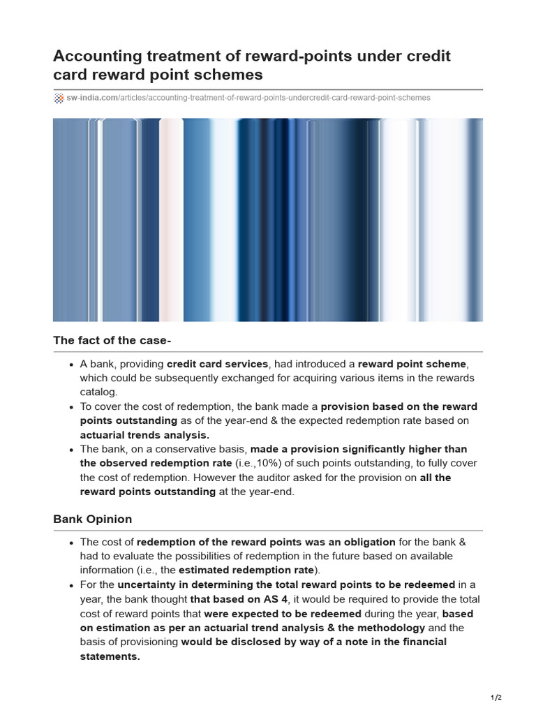 Accounting Treatment of Reward-Points Under Credit Card Reward Point ...
