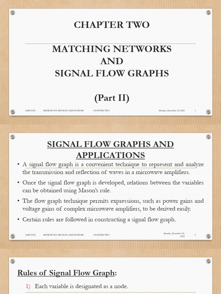 Chapter 2 (Part 2) Matching Networks and Signal Flow Graphs | PDF | Amplifier | Transmission Line