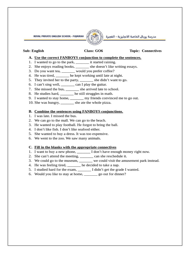 Connectives for Grade 6 Students | PDF | Clause | Sentence (Linguistics)