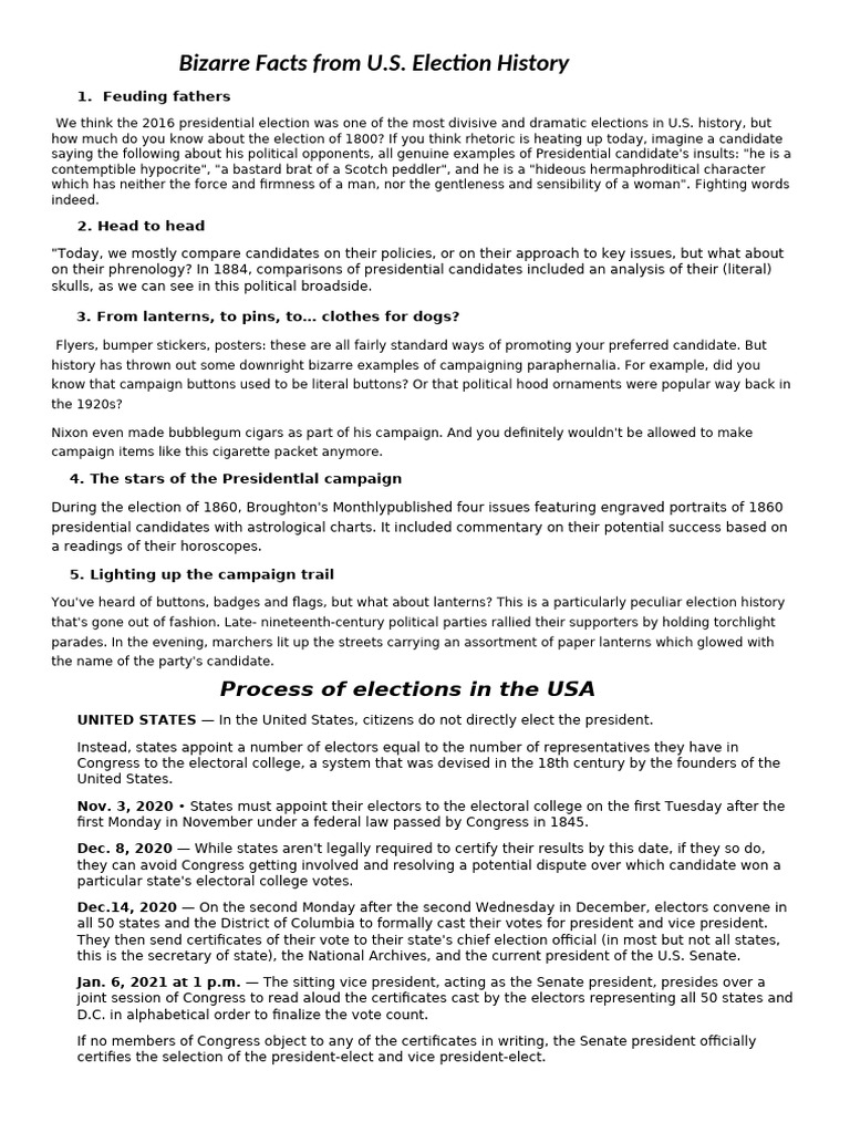 Elections On USA (History and Process) | PDF