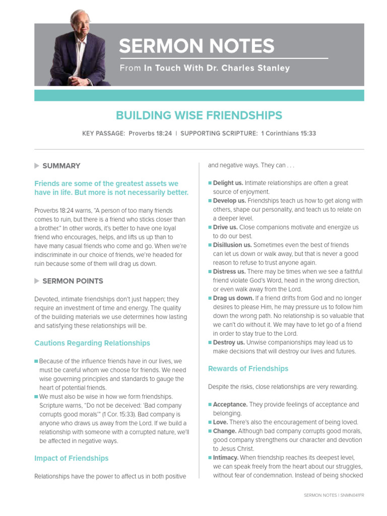 Building Wise Friendships | PDF | Forgiveness | Friendship