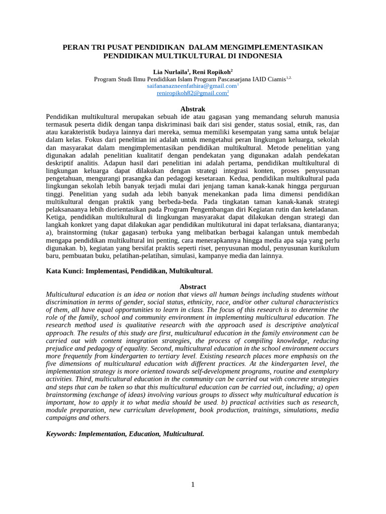 Artikel Multikultural Lia & Reni | PDF