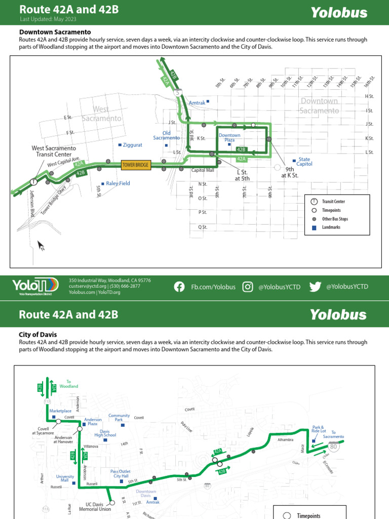Map-RT-42A-42B-2023-05-11 | PDF | Sacramento | Bus Transport