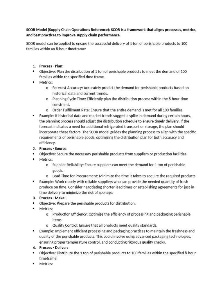 SCOR Model for Perishable Goods Delivery | PDF | Supply Chain | Performance Indicator