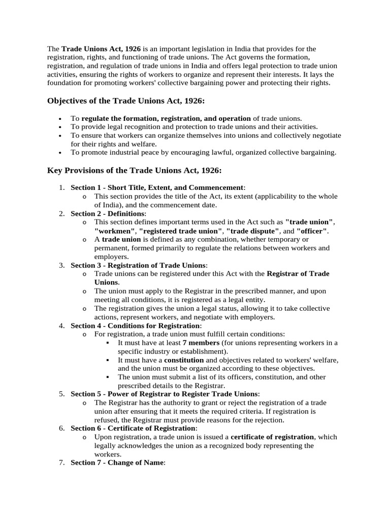 Guide to India's Trade Unions Act | PDF | Trade Union | Collective ...