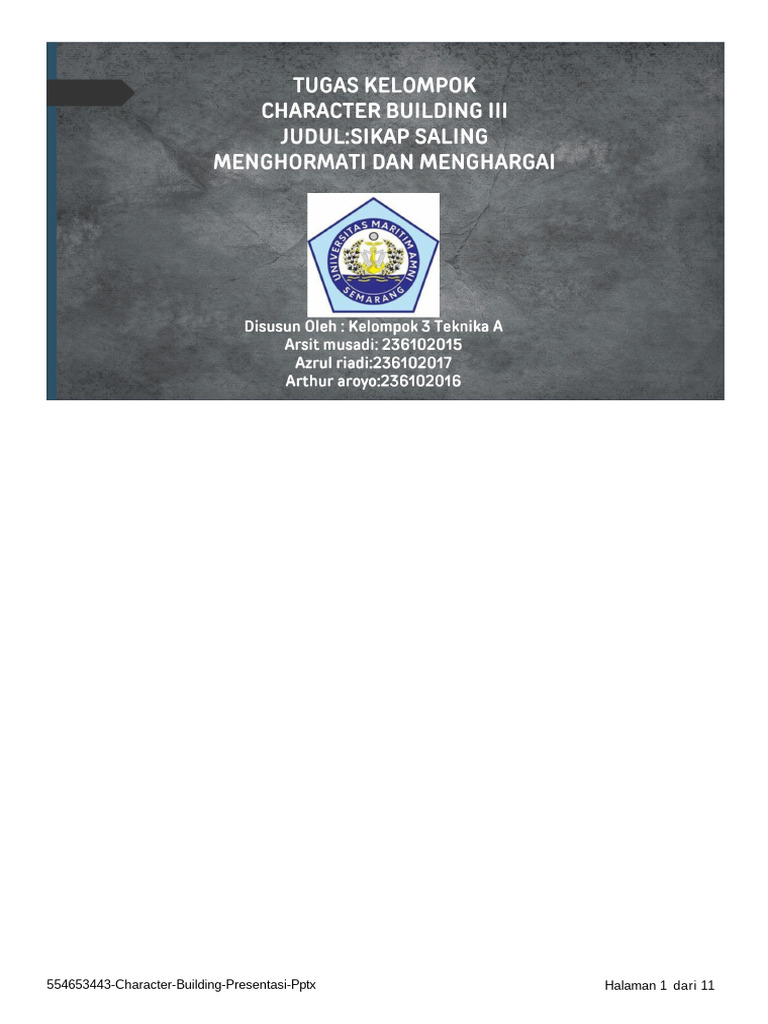 Character Building Presentasi PDF | PDF