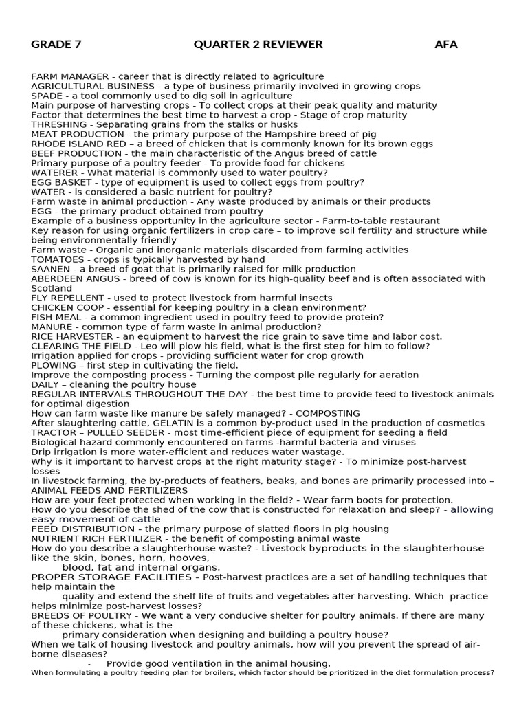 Tle Afa Quarter-2-Reviewer (1) | PDF | Agriculture | Manure