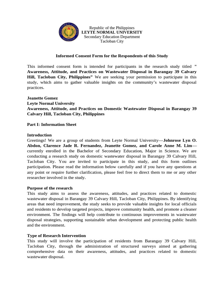 Informed Consent Form 101 | PDF | Survey Methodology | Consent